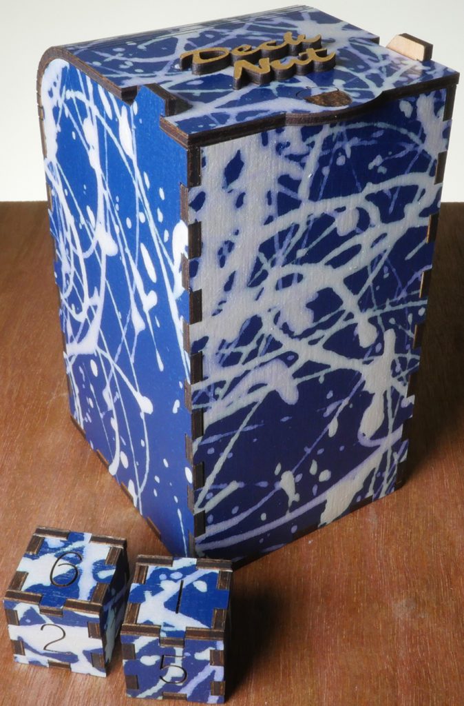 Blue & Green Shimmer on Dark Blue DECK BOX + DICE (111 Made) – Deck Nut